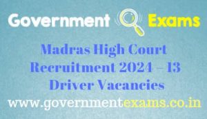 Madras High Court Driver Recruitment 2024 - Government Exams